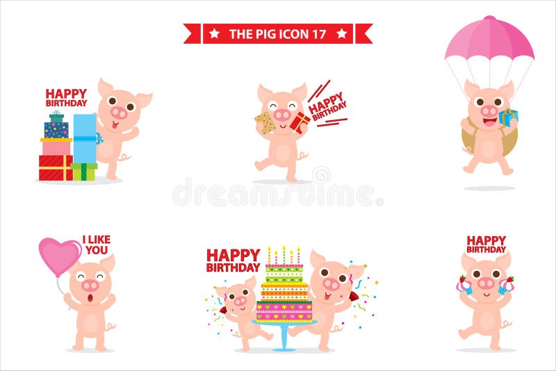 Pig icon character stock vector. Illustration of like - 128486172
