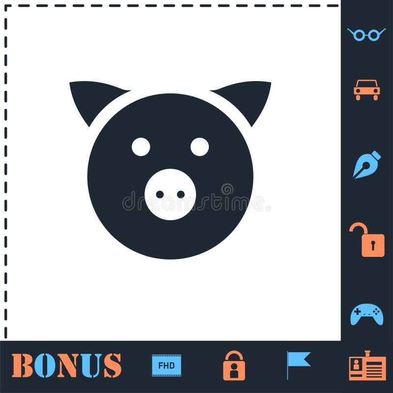 Pig icon flat stock vector. Illustration of animal, meat - 145198300
