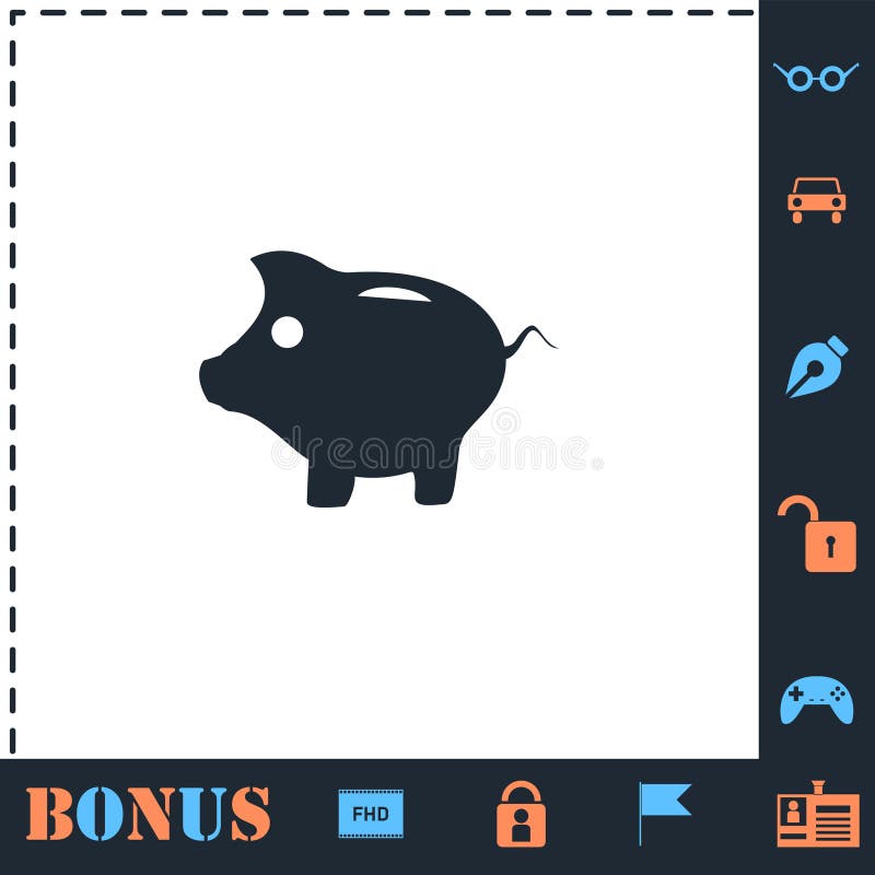Pig icon flat stock vector. Illustration of design, piglet - 146254003