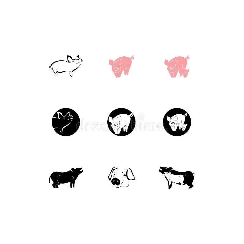 Pig Icon and Symbol Vector Illustration Stock Illustration ...