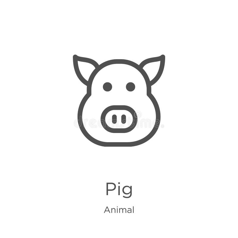 Pig Icon Vector from Animal Collection. Thin Line Pig Outline Icon ...