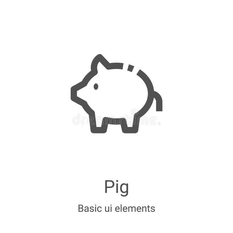 Pig Icon Vector from Basic Ui Elements Collection. Thin Line Pig ...