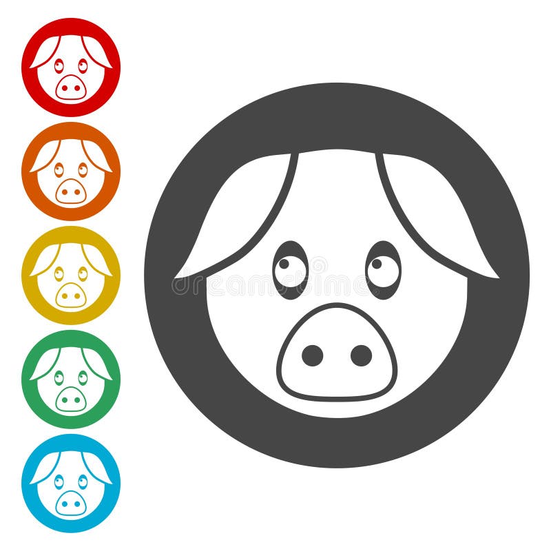 Pig Icons Set - Illustration Stock Vector - Illustration of element ...