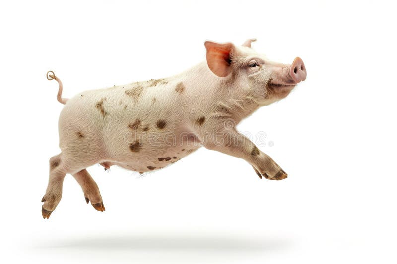 A Pig Jumping Isolate White Background Stock Illustration ...