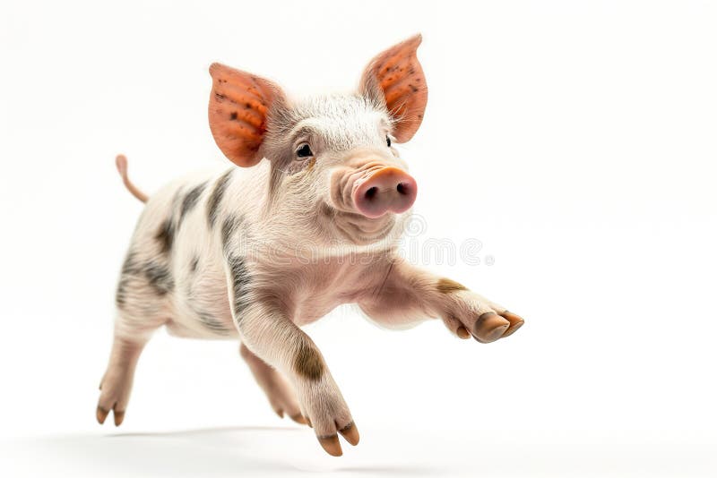 A Pig Jumping Isolate White Background Stock Illustration ...