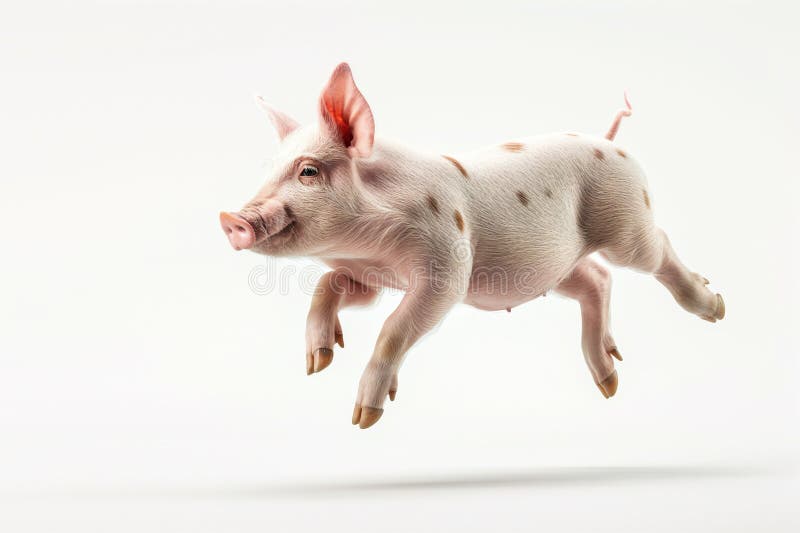A Pig Jumping Isolate White Background Stock Illustration ...