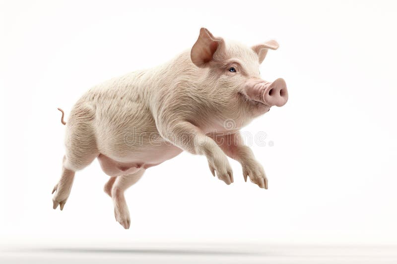 A Pig Jumping Isolate White Background Stock Illustration ...