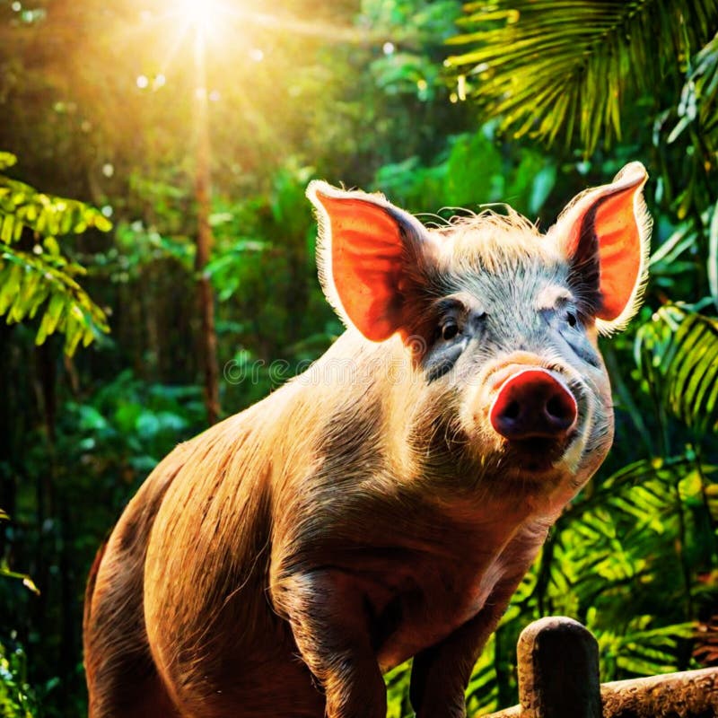 Pig Leaning Over the Railing of His Cot9 Stock Illustration ...