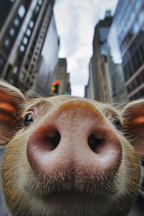 A Pig is Looking at the Camera with Its Nose Showing Stock Illustration ...