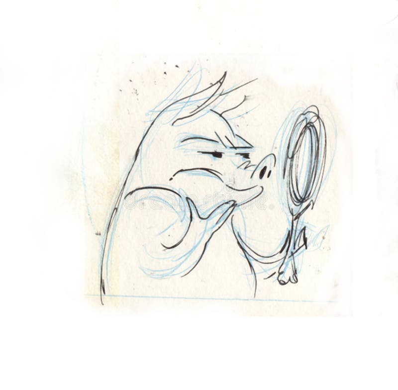 Pig Looking in the Mirror stock illustration. Illustration of pondering ...