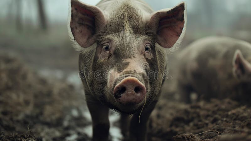 Pig Looks into the Frame Close-up Stock Photo - Image of happy, nose ...