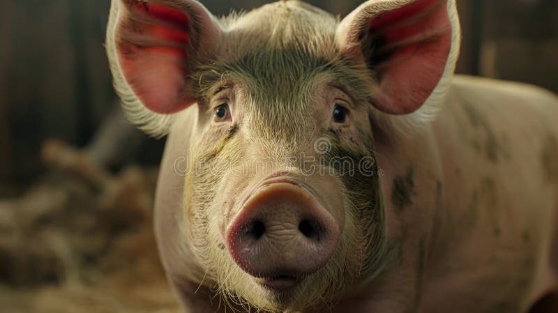 Pig Looks into the Frame Close-up Stock Photo - Image of playful ...