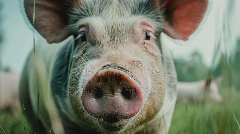 Pig Looks into the Frame Close-up Stock Image - Image of field, farming ...