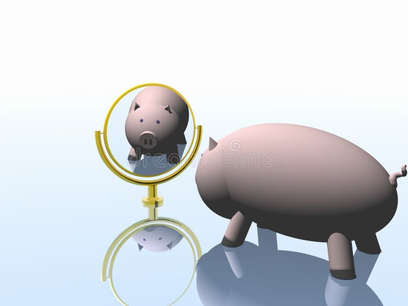 Pig before a mirror. 2007 stock illustration. Illustration of finance ...