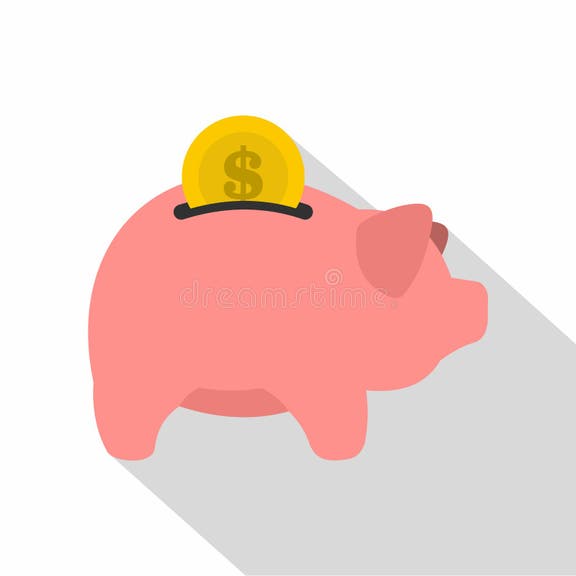 Pig Money Box Icon, Flat Style Stock Vector - Illustration of finance ...