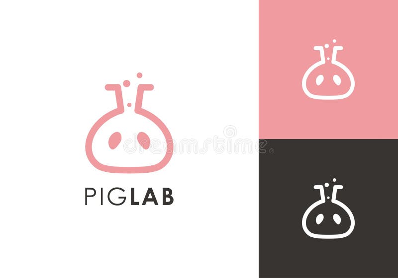 Pig Nose and Lab Combination Logo Design Vector Stock Illustration ...