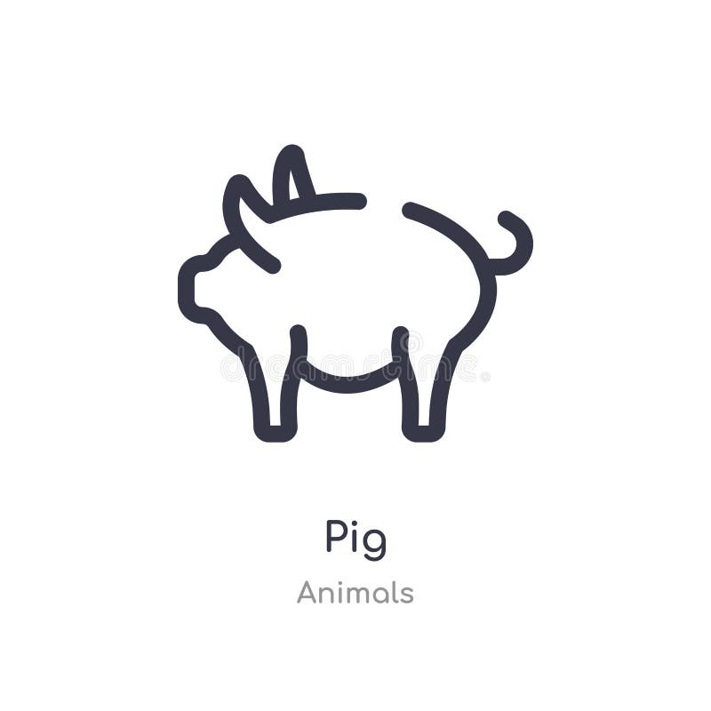 Pig Outline Icon. Isolated Line Vector Illustration from Animals ...