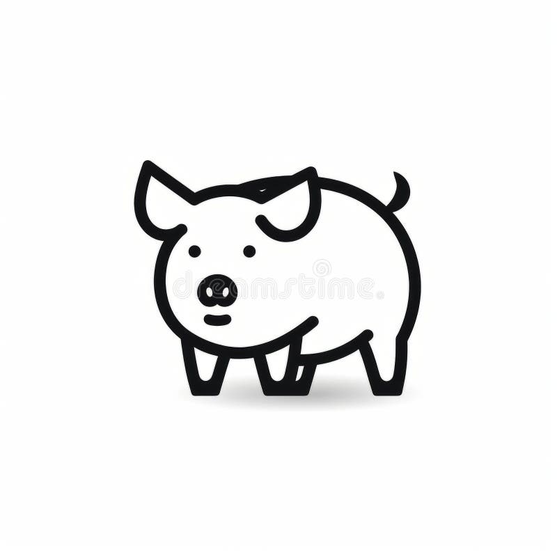 Minimalist Pig Icon in the Style of Mike Allred Stock Illustration ...