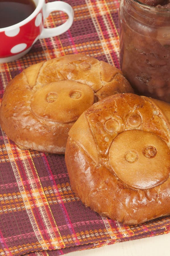 Pig pies with apple jam stock image. Image of filling - 48321895