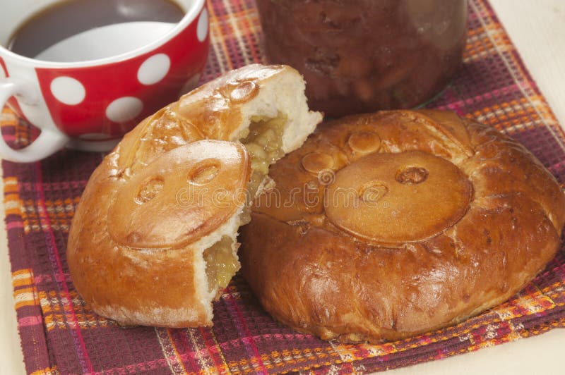 Pig pies with apple jam stock image. Image of yellow - 48352947