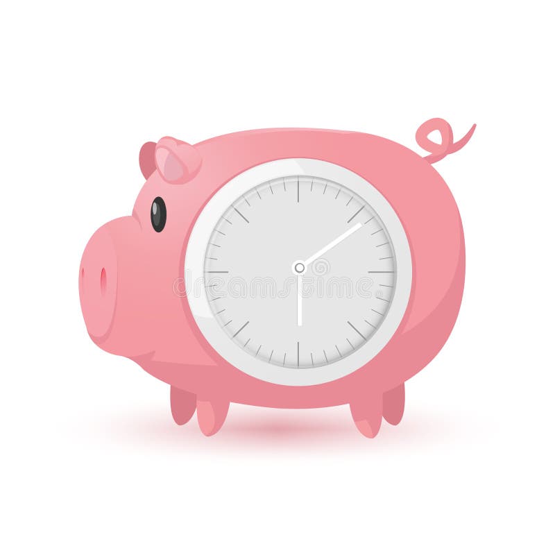 Pig Pink Clock Symbol Icon stock vector. Illustration of flat - 63340459