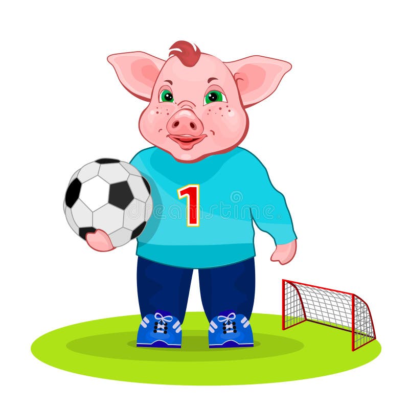 Pig play a football. stock vector. Illustration of pets - 85888717
