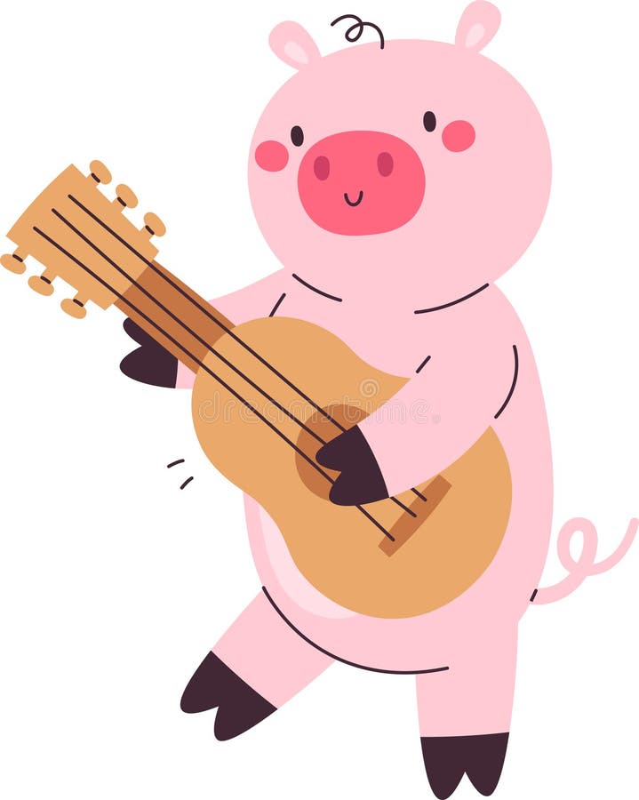 Pig Playing on Guitar stock vector. Illustration of music - 299663950