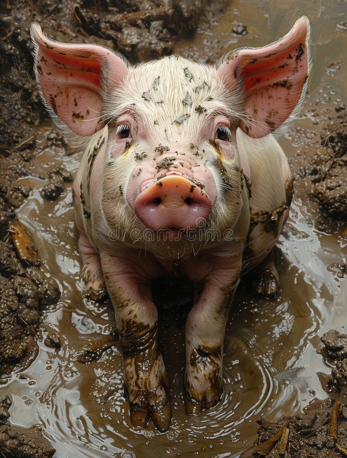 Pig playing in the mud stock illustration. Illustration of dirty ...