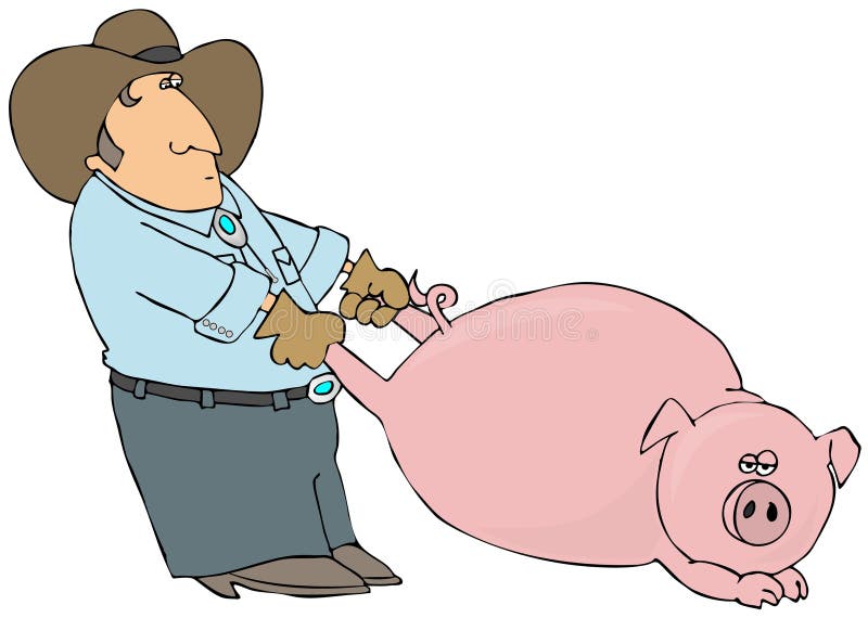 Pig Pulling stock illustration. Illustration of boar, farmer - 5672909