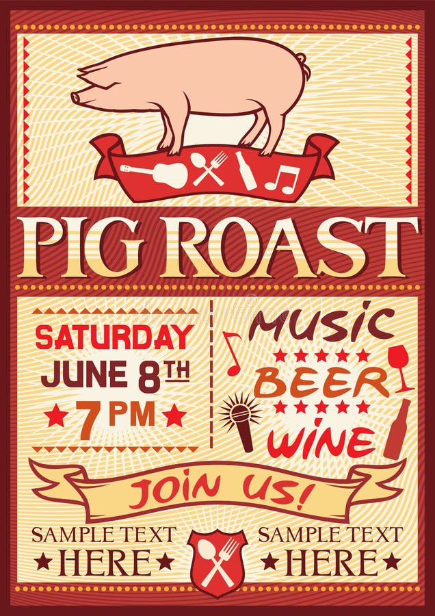 Pig roast poster stock vector. Illustration of design - 38253276