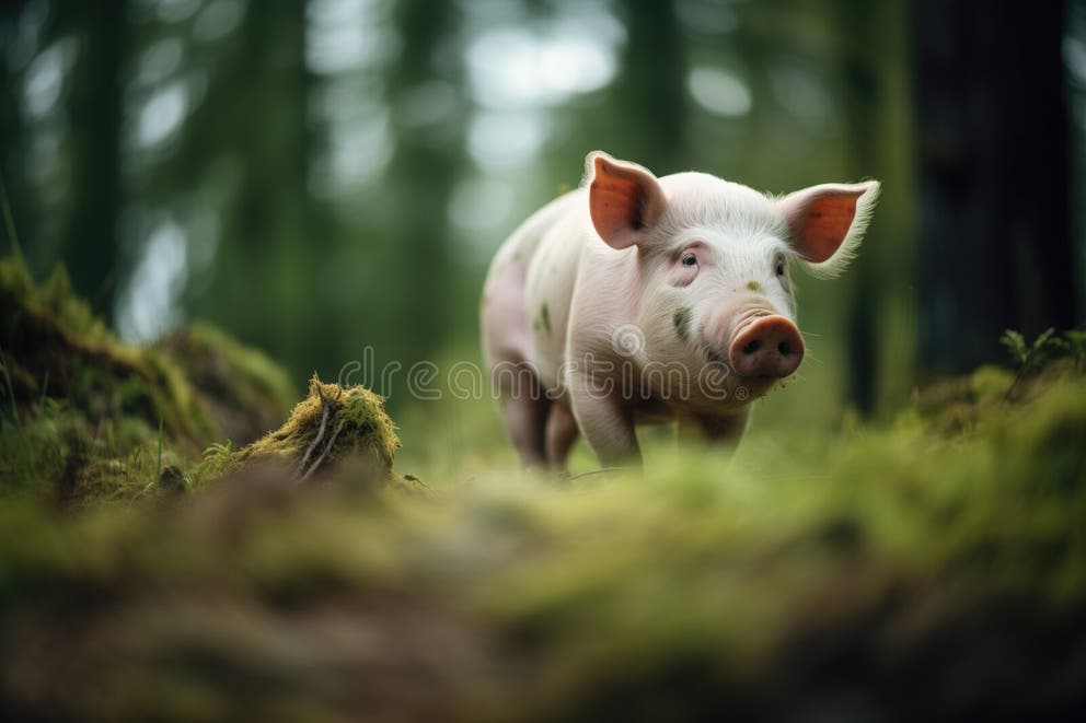 Pig Rooting Near a Forest Edge Stock Photo - Image of foraging, boar ...