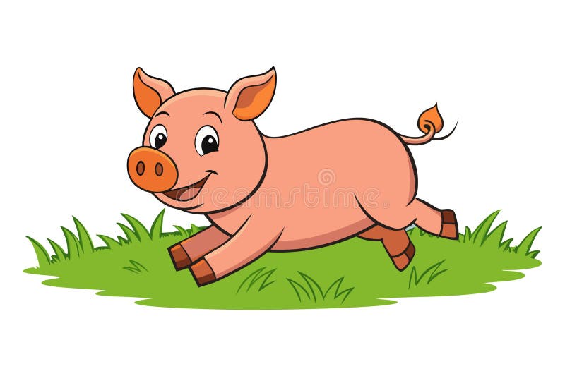 A pig running in the grass stock illustration. Illustration of money ...