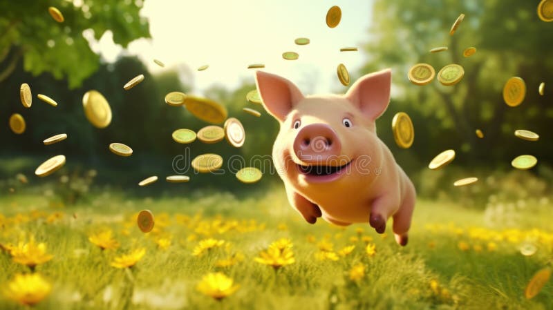 A Pig Running in the Grass, Suitable for Farm or Animal Themes Stock ...