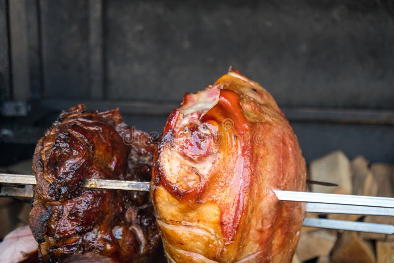 The Pig`s Leg on the Grill, Roast, Prague Stock Photo - Image of roast ...