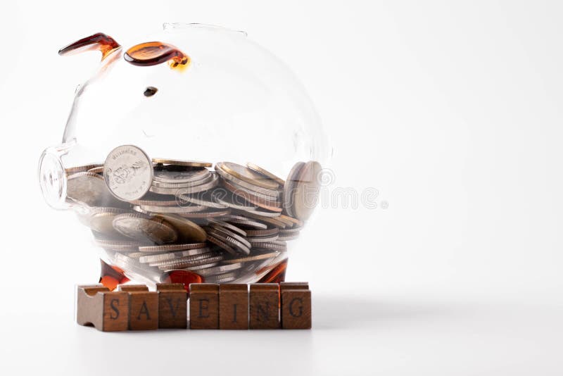 Pig Savings with "saveing" Concept To Save Money Stock Image - Image of ...