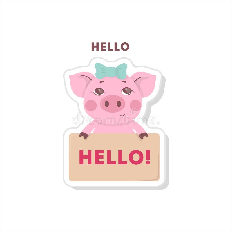 Pig says hello. stock vector. Illustration of modern - 90723623