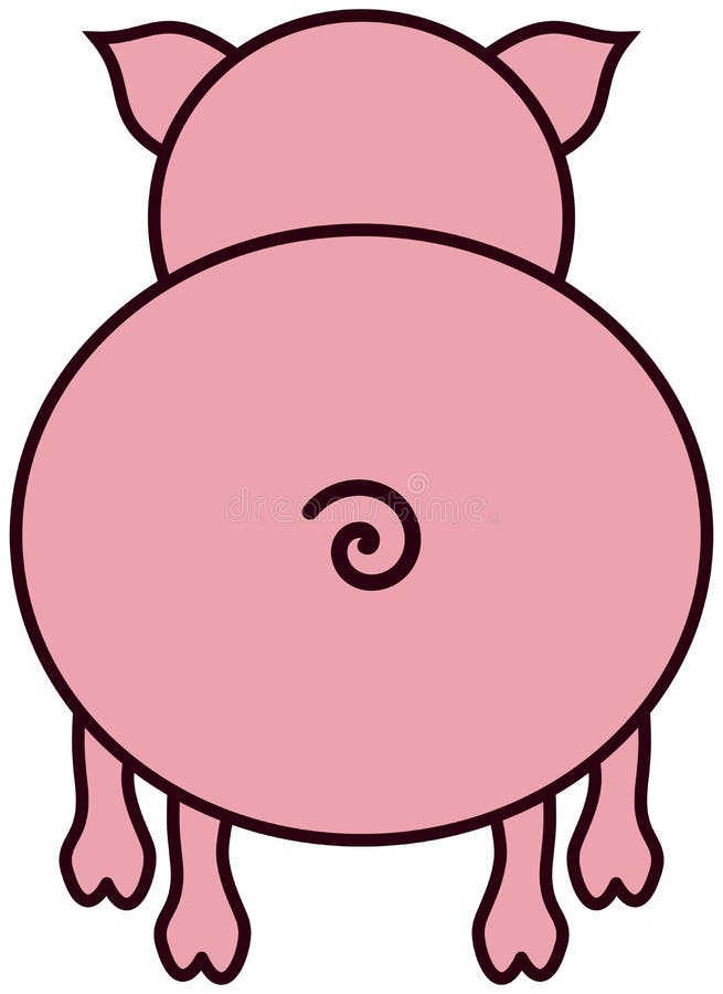 A pig seen from behind stock illustration. Illustration of porker ...