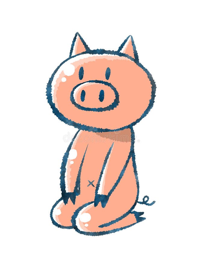 Pig sitting on the floor stock illustration. Illustration of hand ...