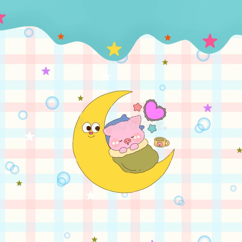 Pig sleeps on the moon stock illustration. Illustration of cartoon ...