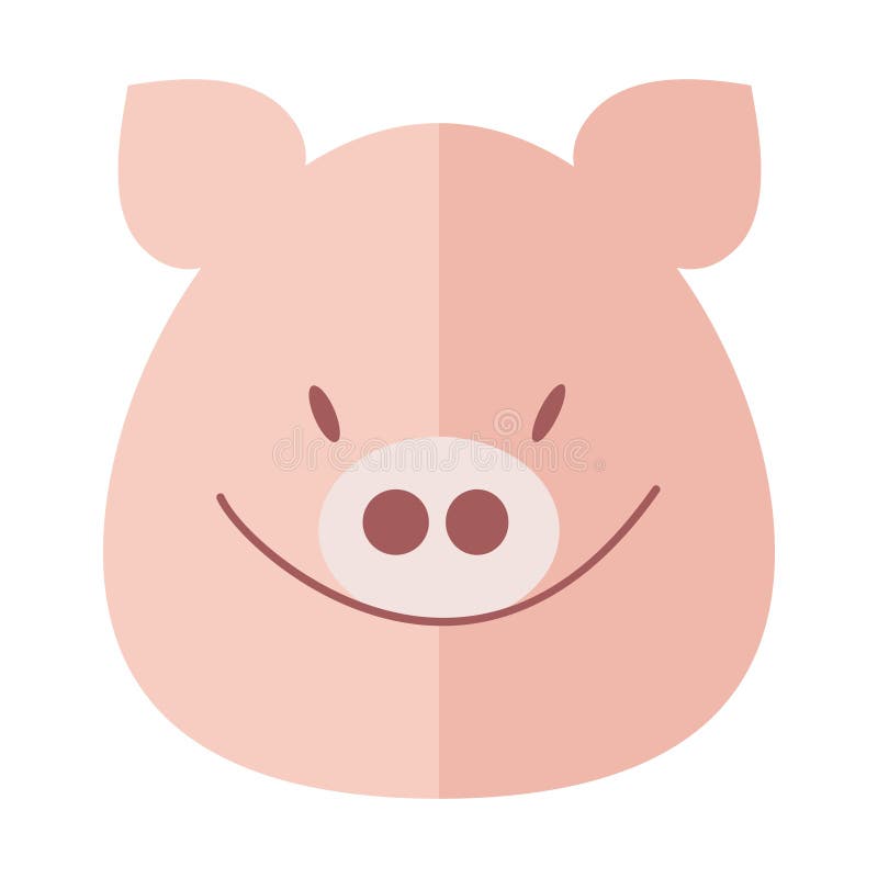 Pig Smiles, Pig`s Muzzle Pig Head, Flat Stock Illustration ...