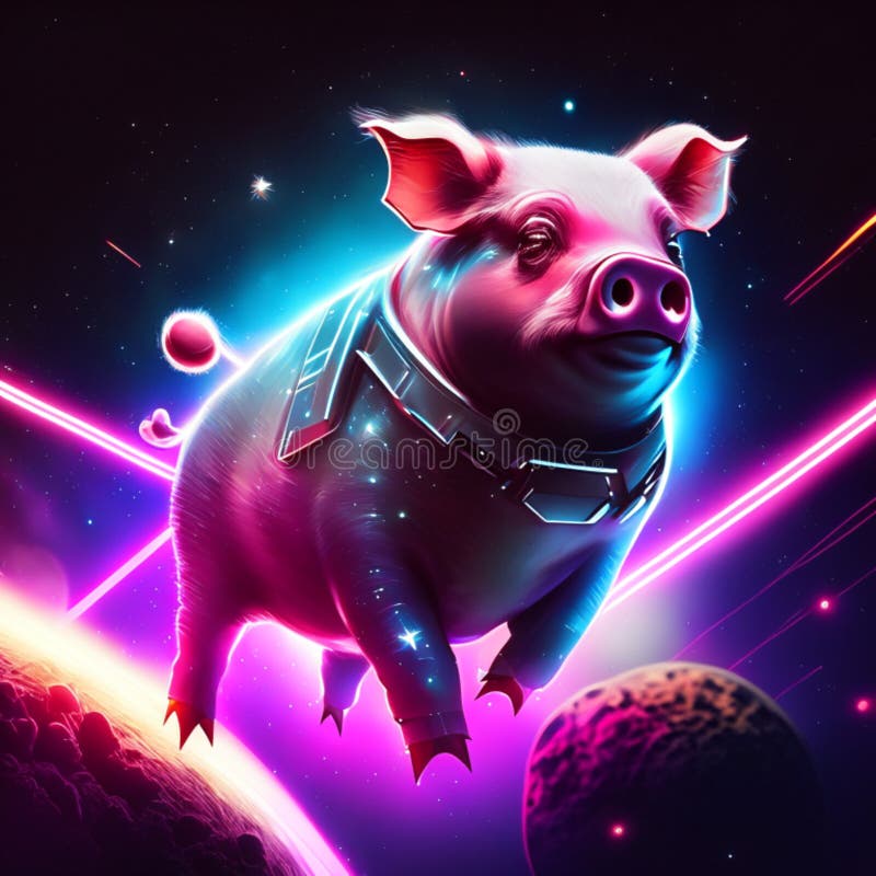 Pig in Space. 3d Rendering, 3d Illustration Stock Illustration ...