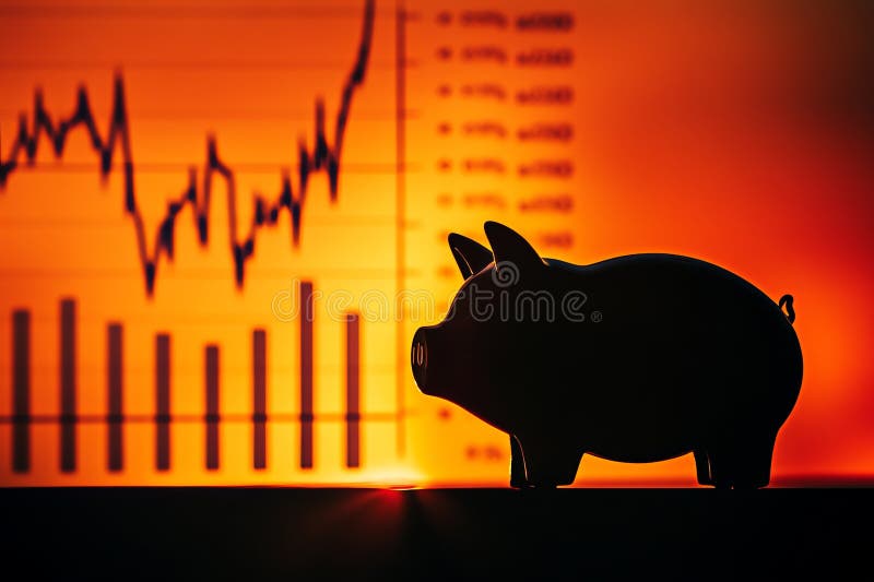 A Pig is Standing in Front of a Graph with a Dark Shadow Stock ...