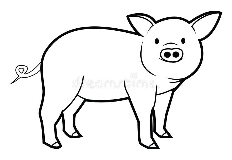 Pig Side View Black and White Illustration Design Stock Vector ...