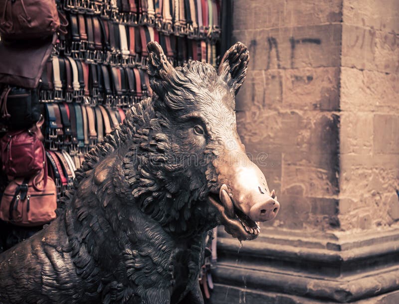 Pig statue florence stock image. Image of fountain, statue - 69152017