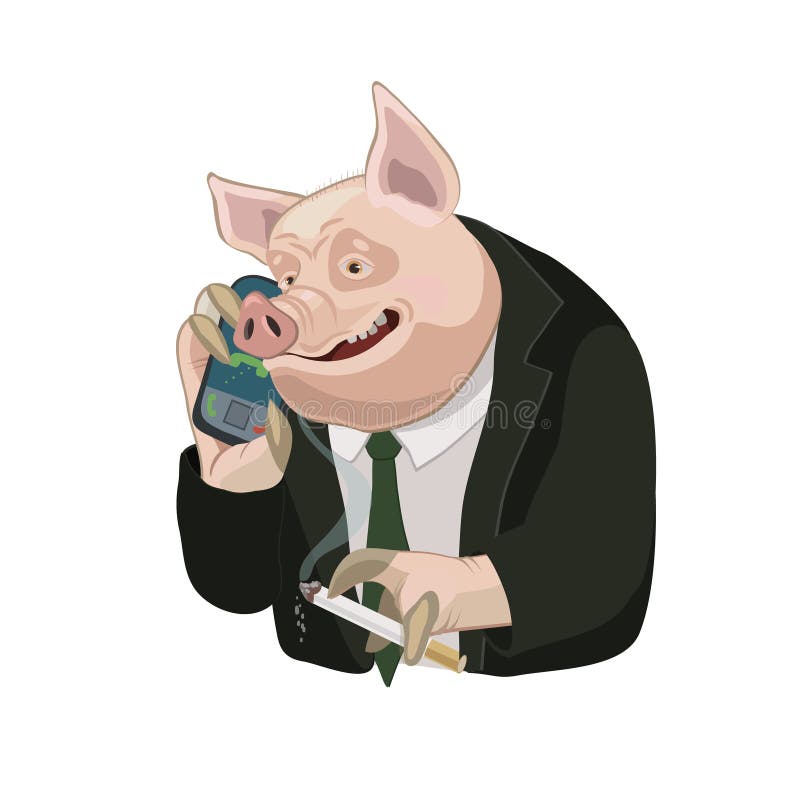 Pig Talking on a Cell Phone Stock Vector - Illustration of grunt, boar ...