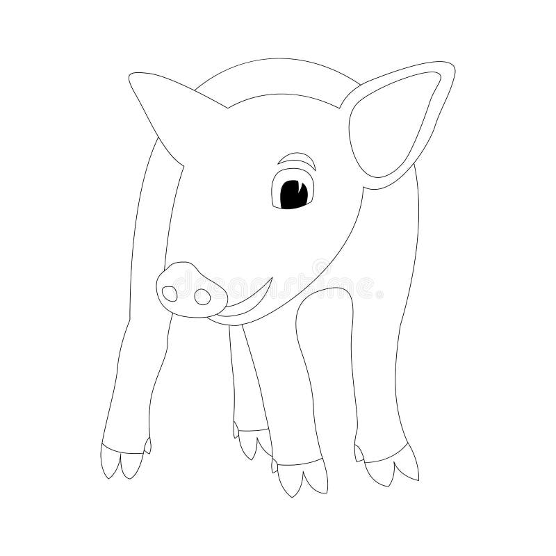 Pig Vector Illustration Lining Draw Front Stock Vector - Illustration ...