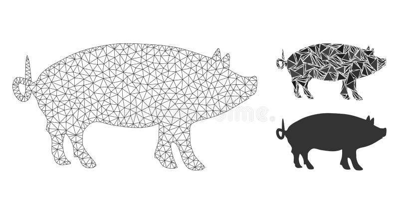 Pig Vector Mesh Carcass Model and Triangle Mosaic Icon Stock Vector ...
