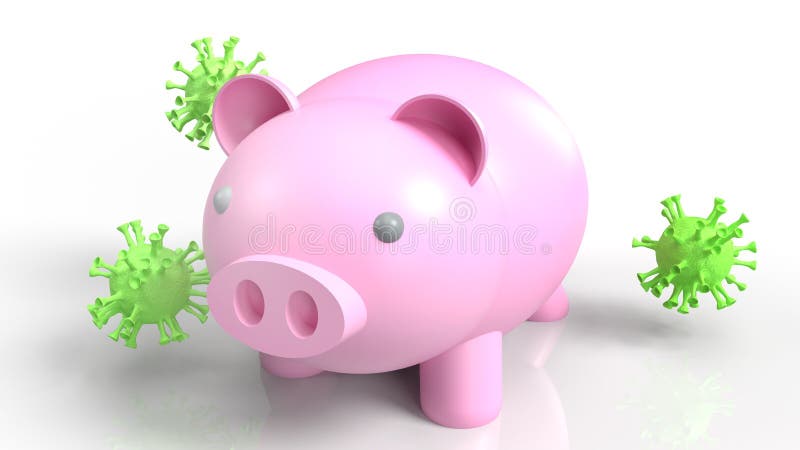 Pig and Virus 3d Rendering for Medical Content Stock Illustration ...
