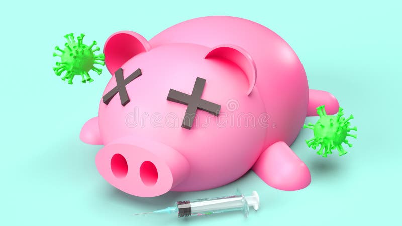 Pig and Virus 3d Rendering for Medical Content Stock Illustration ...
