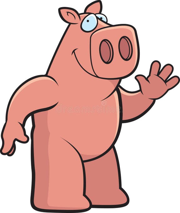 Pig Waving stock vector. Illustration of smiling, farm - 6681204